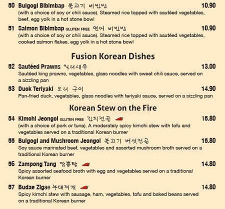 Menu at Kimchi Hophouse restaurant, Dublin