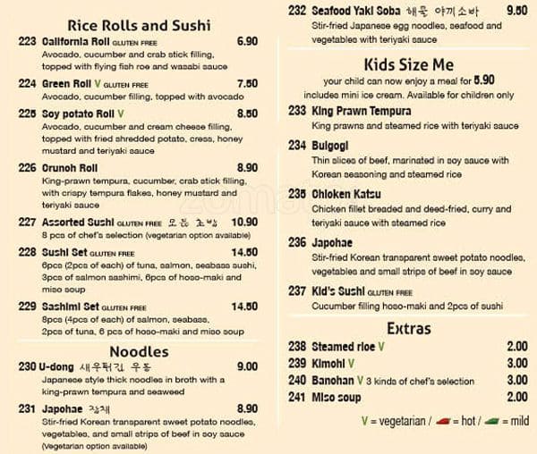 Menu at Kimchi Hophouse restaurant, Dublin