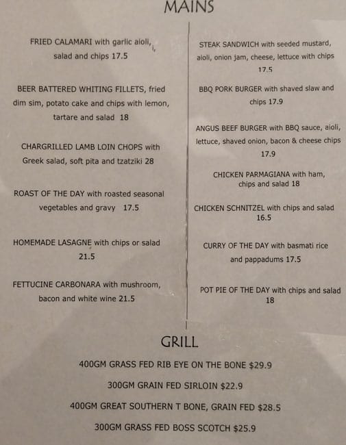 Menu at Sanctuary Lakes Hotel pub & bar, Point Cook, 280 Point Cook Rd