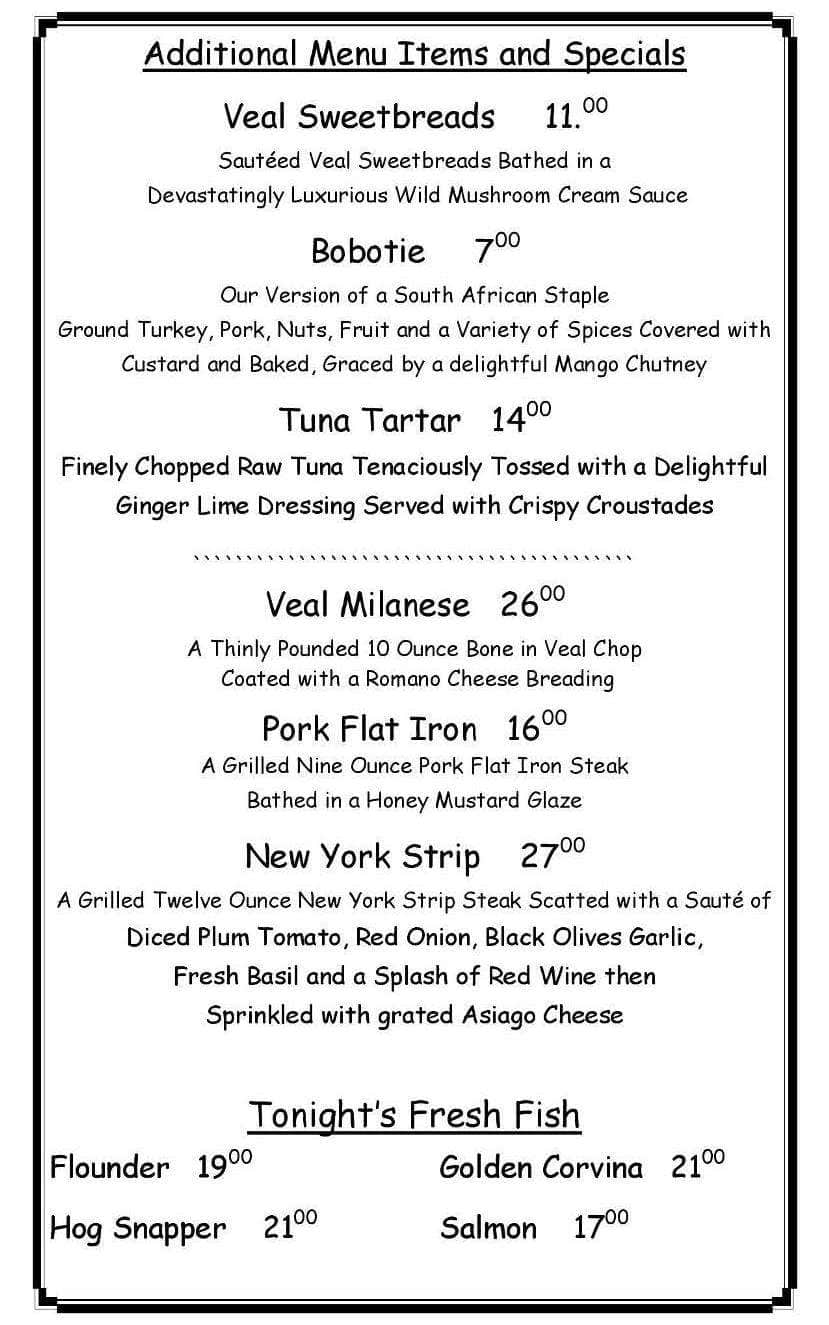 Menu at Rhythm Cafe, West Palm Beach