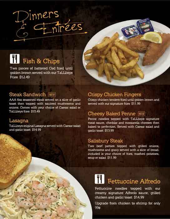 Menu at TaLLboys Grill&Pub, Saint Claude