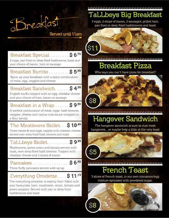 Menu at TaLLboys Grill&Pub, Saint Claude