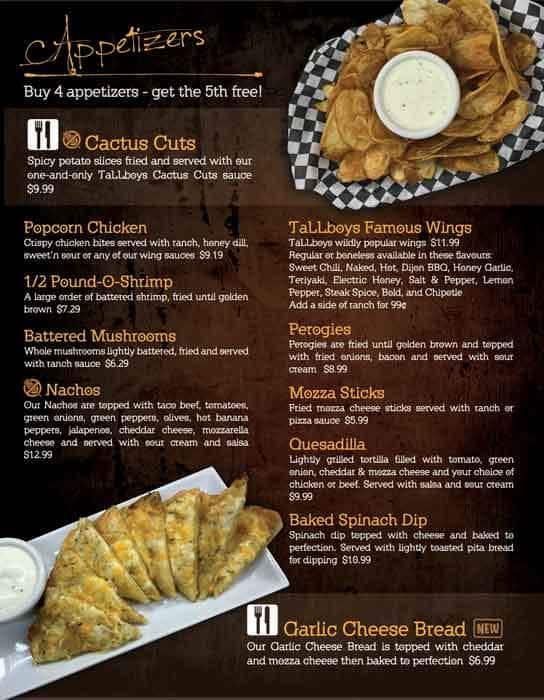 Menu at TaLLboys Grill&Pub, Saint Claude