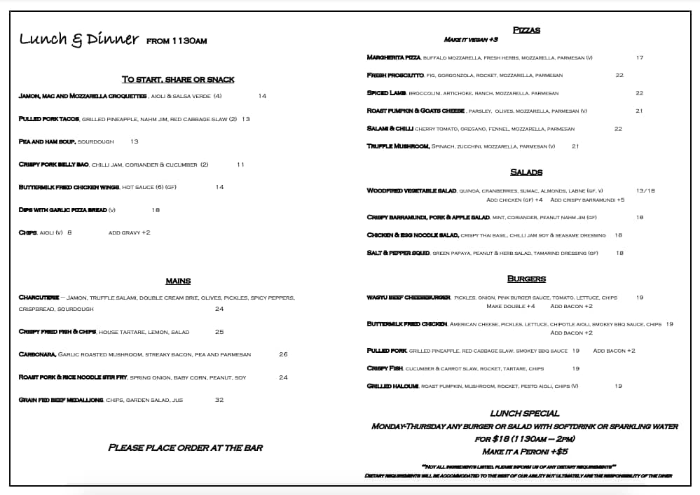 Menu at Collective Kitchen & Bar, Brisbane City
