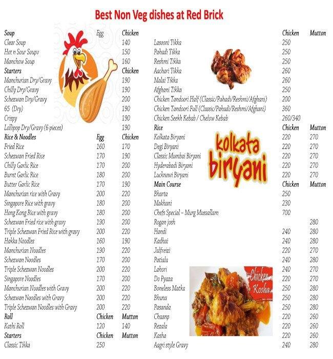 Menu at Red Brick Restaurant, Mumbai, 1