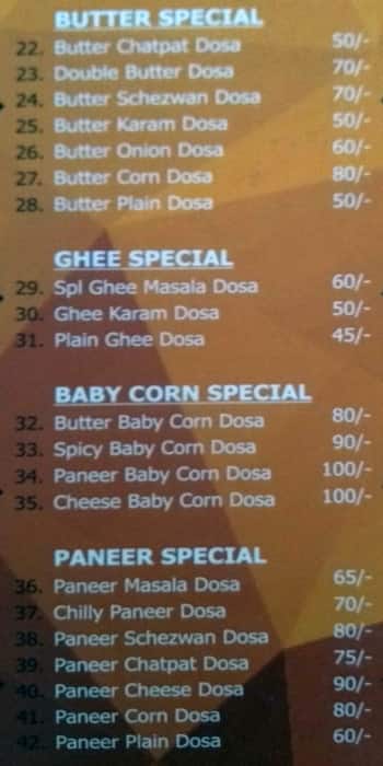 Menu at Preeti Tiffins -, Hyderabad, SY NO.104-106 Beside Vaishnavi ...