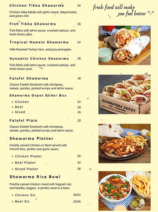 Menu at Mad of Shawarma restaurant, Dubai