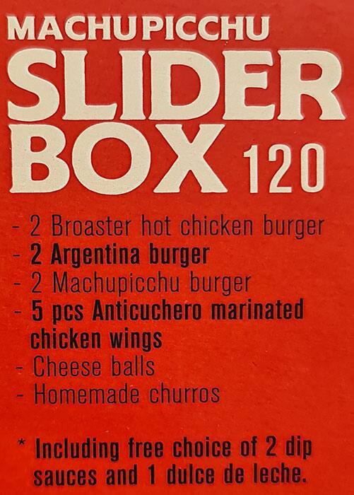 Menu at Machu Picchu restaurant, Dubai