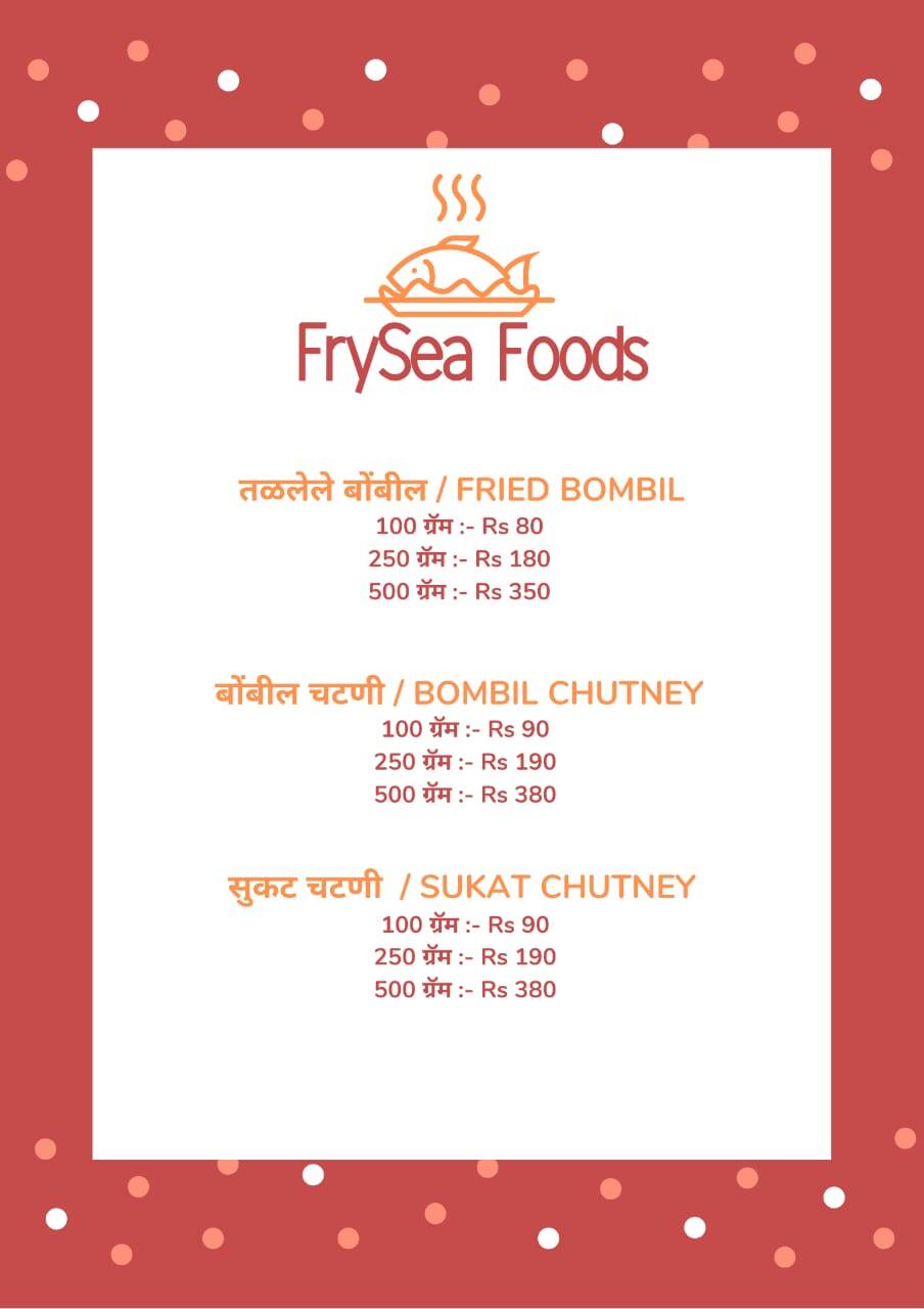 Menu of Frysea Foods, Anand Wali Goan, Nashik