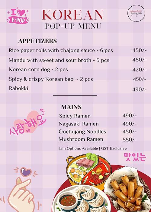 Menu of Tim Tim, Bodakdev, Ahmedabad