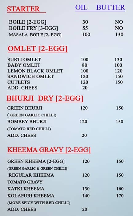 Menu of Yummy Egg Zone, Bodakdev, Ahmedabad