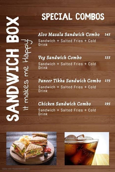 Menu of Sandwich Box, Sector 5, Gurgaon