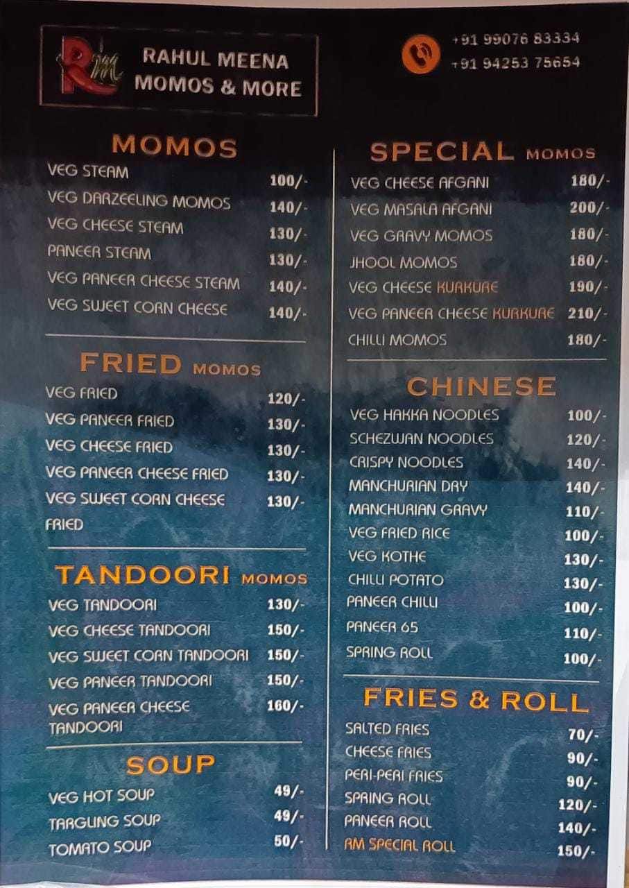 Menu at Rahul meena momos, Bhopal, shop no. 1 Menu at Rahul meena momos, Bhopal, shop no. 1