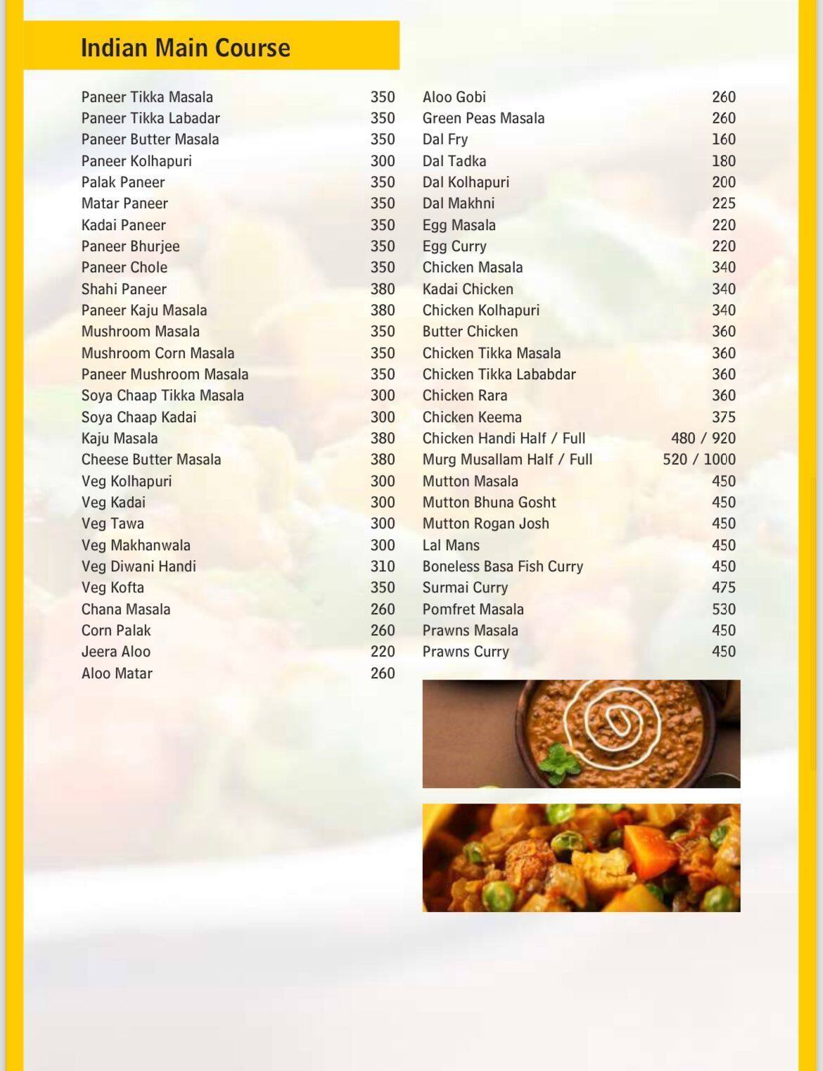 Menu of Hotel Ekvira, Lonavala, Pune