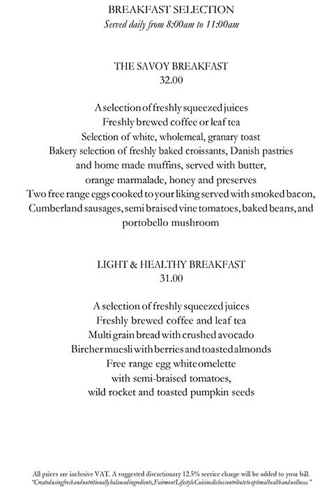 Menu at Afternoon Tea at The Savoy - Thames Foyer restaurant, London ...