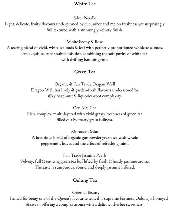 Menu at Afternoon Tea at The Savoy - Thames Foyer restaurant, London ...