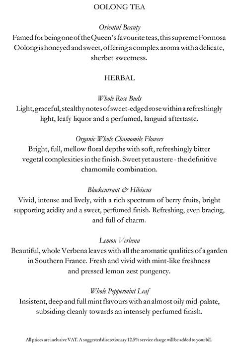 Menu at Afternoon Tea at The Savoy - Thames Foyer restaurant, London ...