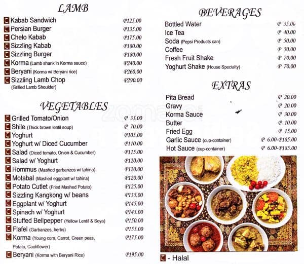 Menu at Mister Kabab restaurant, Pasay, Blue Wave