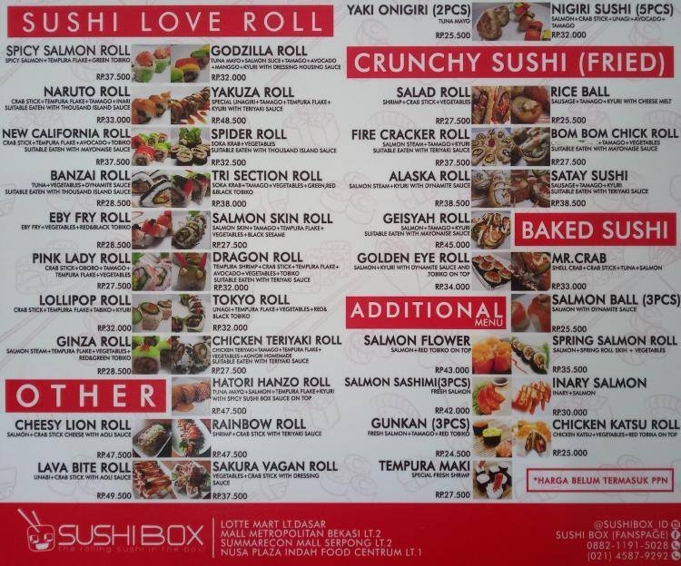 Sushi Box Menu, Menu for Sushi Box, Kelapa Gading, Jakarta - Zomato ...