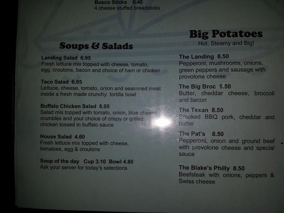 Menu at The Dam Landing pub & bar, Rochester, Ewing Rd