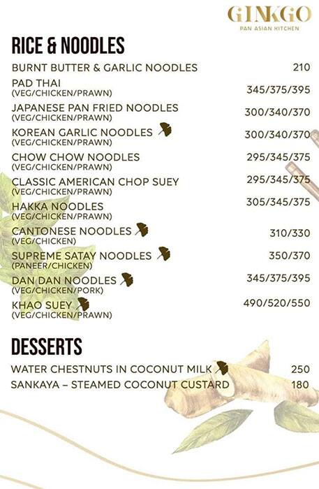 Menu at Ginkgo - Pan Asian Kitchen, Mumbai