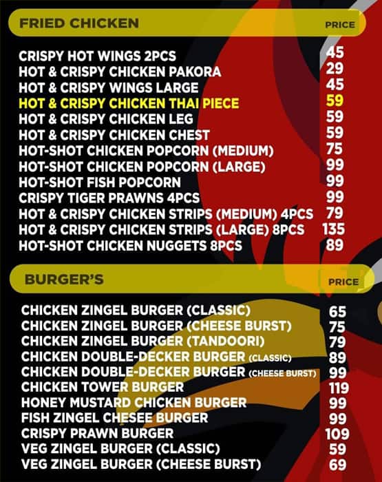 Menu at The Chicken Hut, Howrah