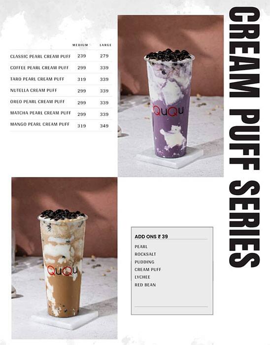 Menu of Ququ Cafe, Sector 66, Gurgaon