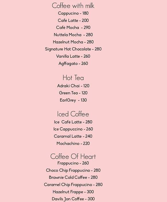 Menu of Atom, Vaishali Nagar, Jaipur