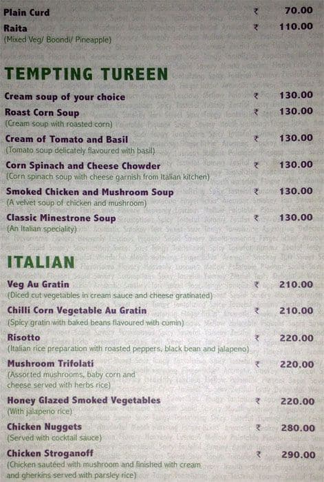 Menu at The Oasis, Bhubaneswar, 7RPW+HW4