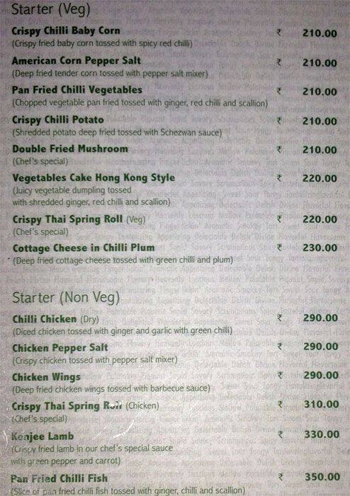Menu at The Oasis, Bhubaneswar, 7RPW+HW4