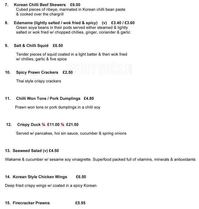 Menu at Chi pub & bar, London, 5 New Bridge Street