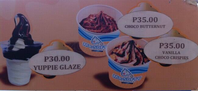 Menu at Mr. Softy desserts, Danao City