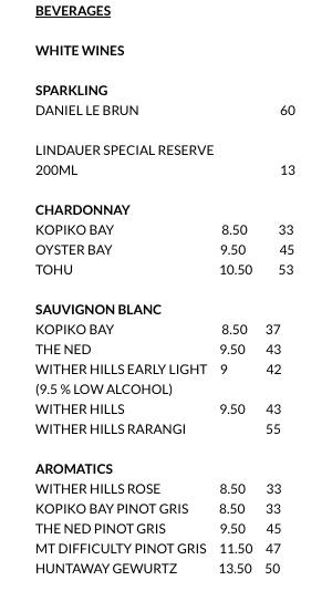 Menu at Chin Wags Restaurant, Clarks Beach