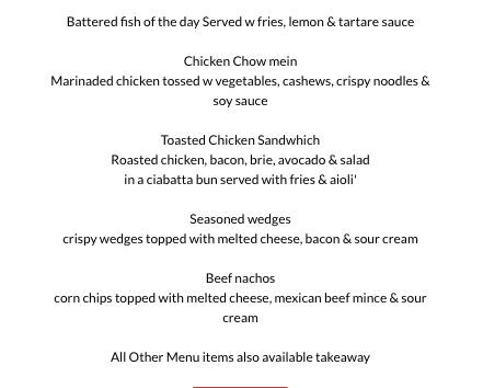 Menu at Chin Wags Restaurant, Clarks Beach