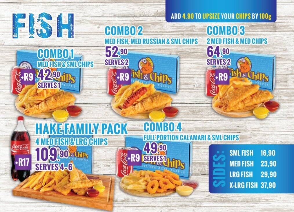 Menu Au Real Fish And Chips Restaurant Pretoria Equestria Shopping Centre