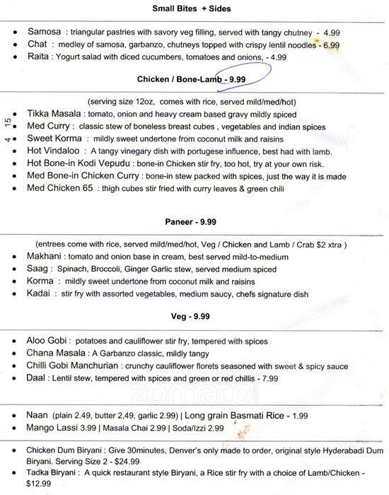 Chai & Chai Menu, Menu for Chai & Chai, Aurora, Denver - Urbanspoon/Zomato