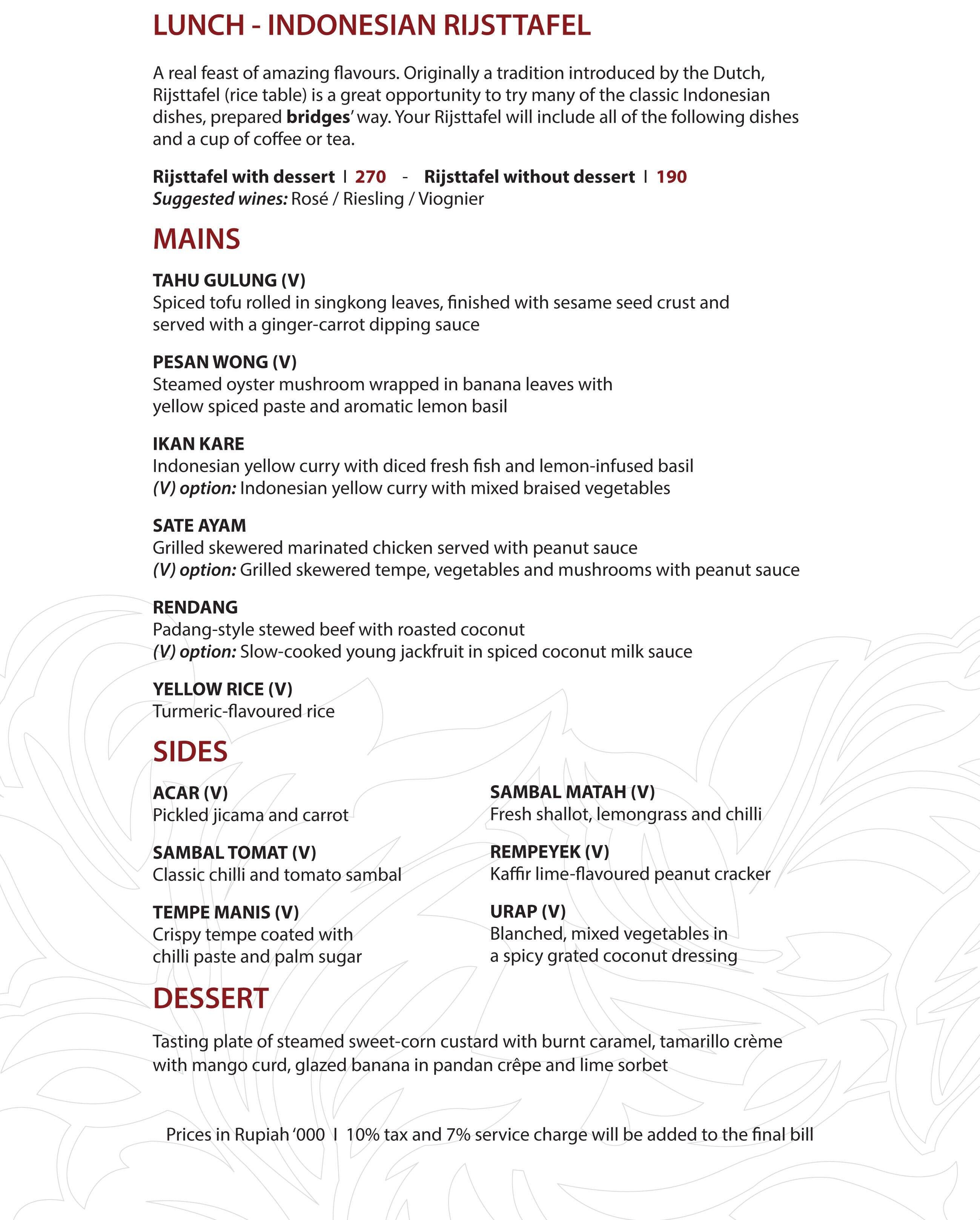 Bridges Menu, Menu for Bridges, Ubud, Bali - Zomato Indonesia