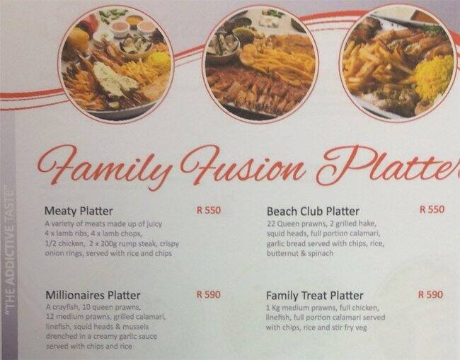 Menu at Jimmy's Killer Grills restaurant, Pretoria