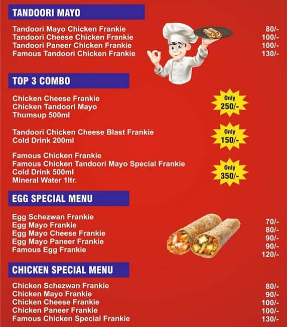 Menu of Famous Chicken Frankie, Mira Road, Mumbai