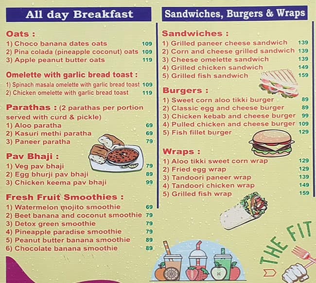 Menu of The Fit Foodie, Barrackpore, Kolkata