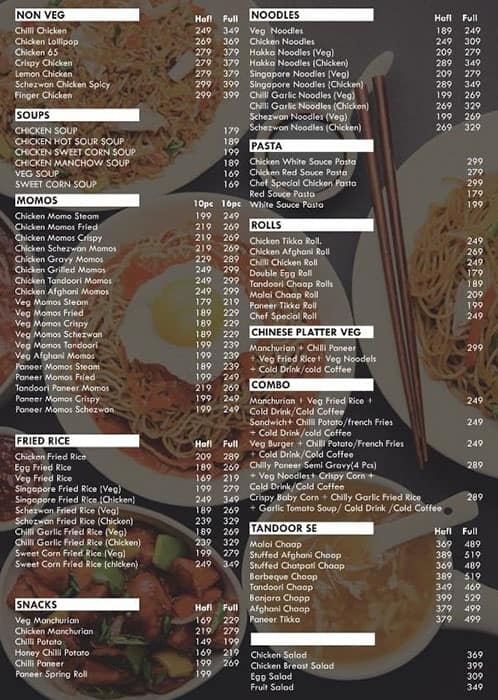 Menu of Chings Chinese, Sector 72, Noida