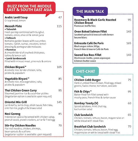 Menu at The Talk Restaurant, Dubai, The Walk at