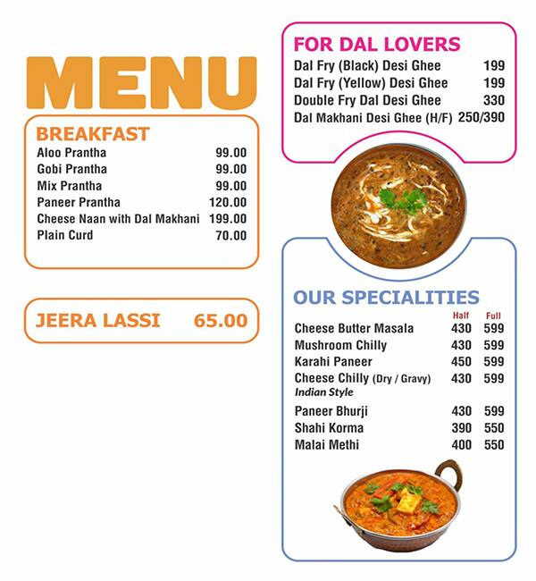 Menu of Rishi Vegetarian Dhaba, Dugri, Ludhiana