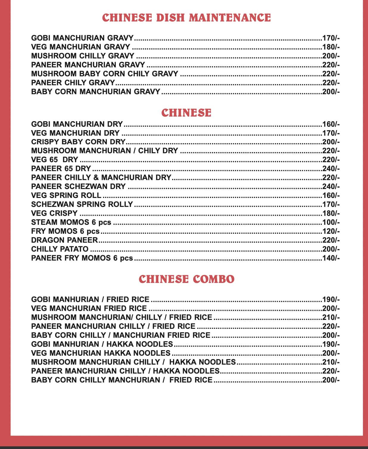 Menu of Anand Pur Veg Restaurant, Baga, Goa