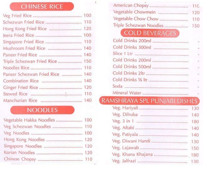 Ramashraya Parcel Kitchen Menu - Zomato