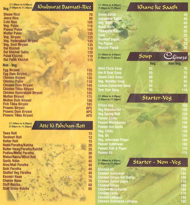 Menu at Hot - House Of Taste, Mumbai, Ramchandra Chawl