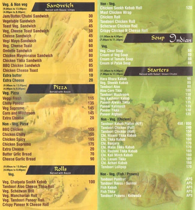 Menu at Hot - House Of Taste, Mumbai, Ramchandra Chawl
