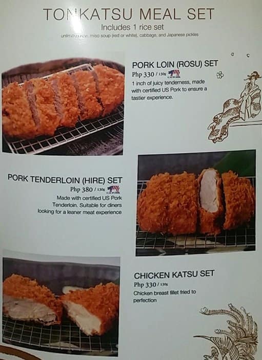 Menu at Kimukatsu restaurant, Mandaluyong, East Wing Building Shangri ...