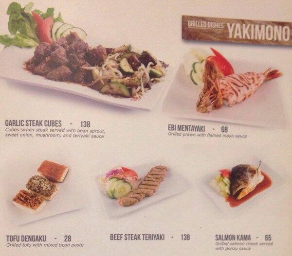 Menu at Benihana restaurant, Jakarta, Plaza Indonesia