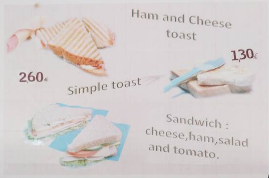 Menu at Zante restaurant, Lisbon